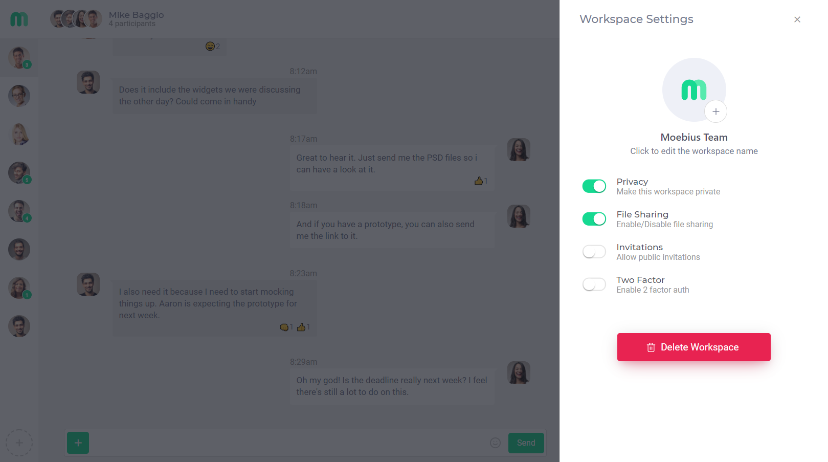 Moebius :: A VueJS 3 Chat Platform UI